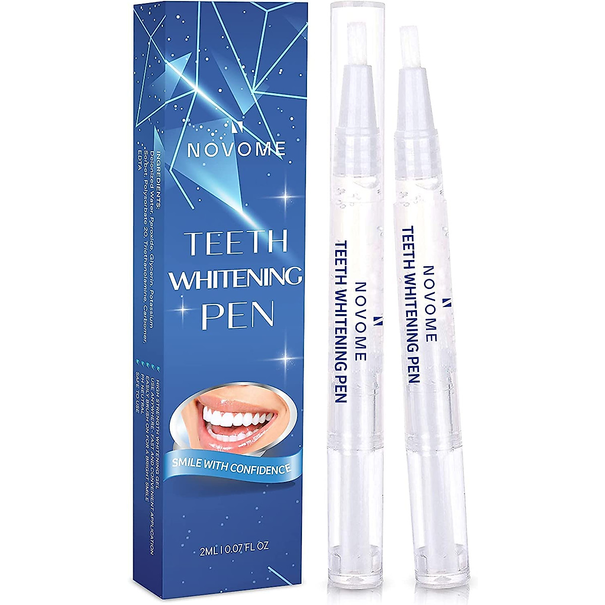 Teeth Whitening Pen, Instant Teeth Whitener, Effective Teeth Whitening Gel, Painless for Tooth Whitening, Perfect Sensitive Teeth Whitening Product, Travel Friendly, Natural Mint Ingredient- 2Pcs