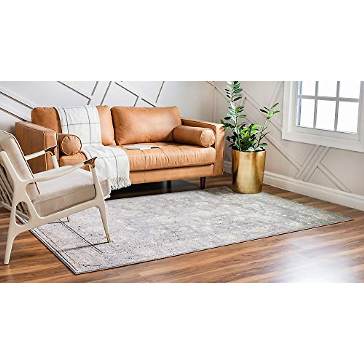 Rugs.com Oregon Collection Rug – 8' x 10' Gray Low-Pile Rug Perfect for Living Rooms, Large Dining Rooms, Open Floorplans