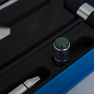 Ckakra Pack of 2 Weighted Tuning Forks with Natural Gemstone Feet for Body Healing,Activator Hammer for Tuning Fork,OM 136.1& 256C Frequency,Virbration Therapy Tools, Meditation&Reiki Instruments