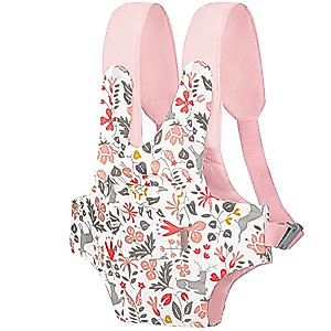 GAGAKU Toy Baby Carrier for Dolls Doll Accessory Stuffed Animal Carrier for Kids with Adjustable Straps - Pink Deer