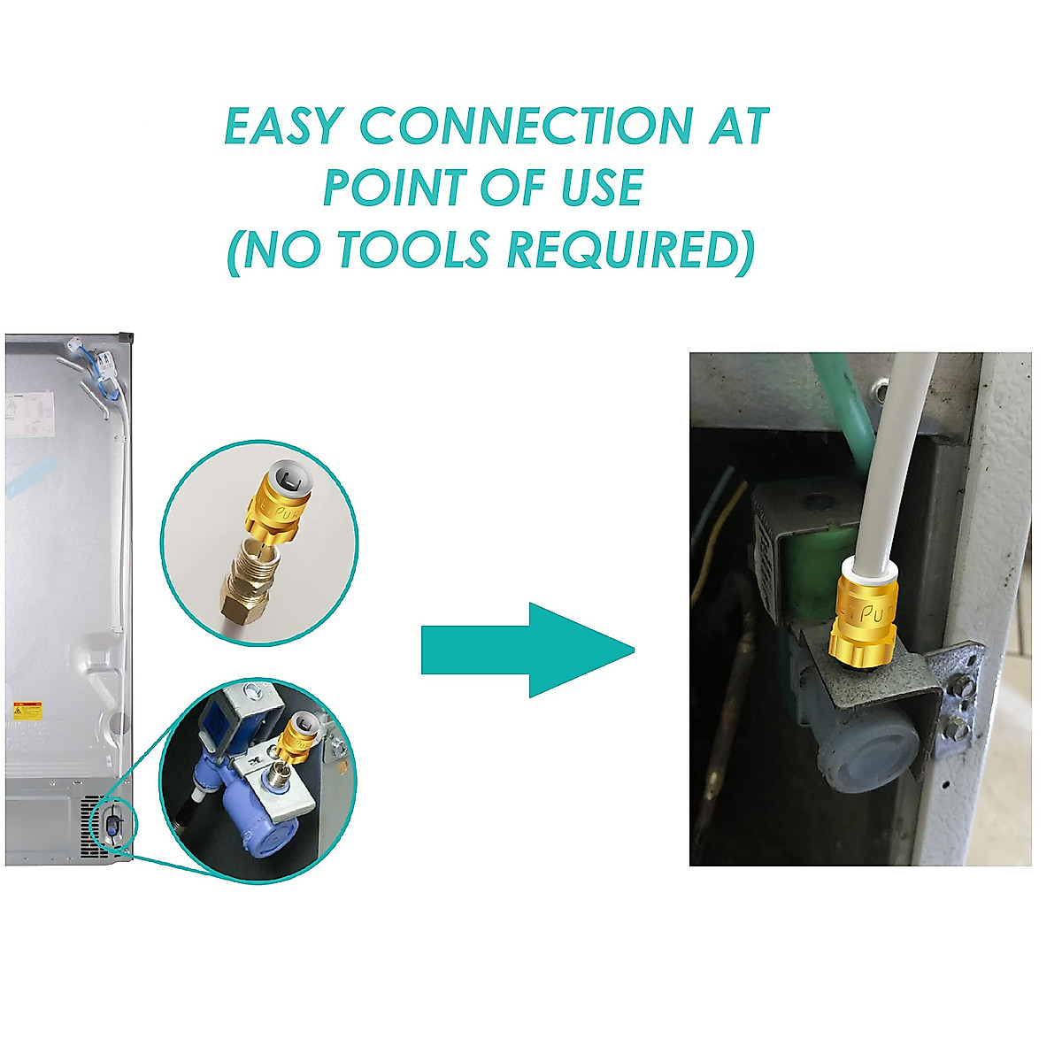 Metpure Ice Maker Fridge Installation Kit – 25' Feet Tubing for Appliance Water Line with Stop Tee Connection and Valve for Quick Installation, 3/8" Fittings for Potable Drinking Water