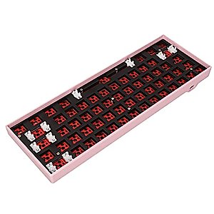 Naroote Modular Mechanical Gaming Keyboard, Wide Compatibility 61 Keys Mechanical Keyboard DIY Kit with ABS Shell RGB (Pink)