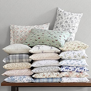 Laura Ashley - Full Sheet Set, Cotton Flannel Bedding, Brushed for Extra Softness & Comfort (Le Fleur Orange, Full)