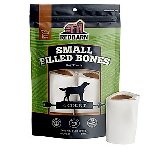 Redbarn Pet Products Small Filled Dog Bones, Peanut Butter Flavor - Long Lasting Stuffed Femur Chew Treat Made in USA - 4 Count - Packaging May Vary