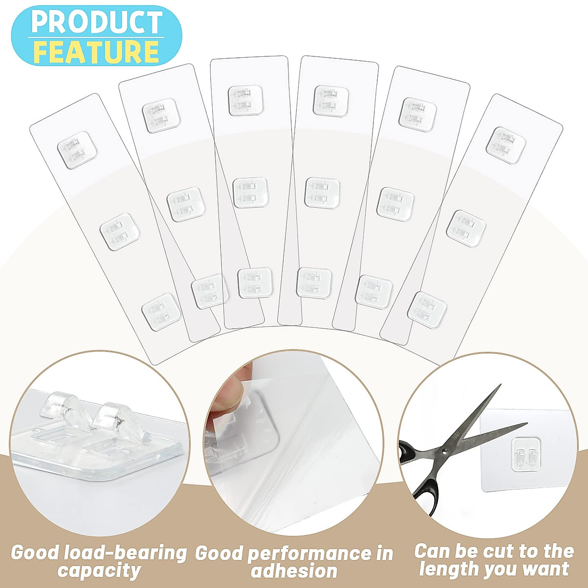 NEWJINXIN 12 Packs Shower Caddy Adhesive Hooks Replacement,No Drilling Strong Transparent Adhesive, Strong Sticker Hooks for Bathroom Shower Caddy，Storage Shelves and Kitchen Racks (3 Hooks)