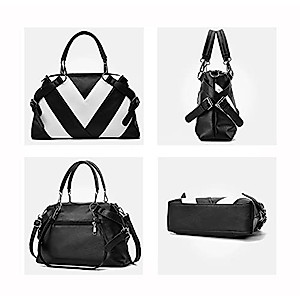 YAQUNICER Women Large-capacity Soft Synthetic PU Leather Portable Shoulder Top-Handle Handbags Tote Hobo Clutches-Black