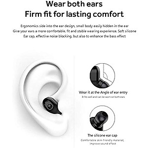 Mini Invisible Bluetooth Headphone Handsfree in Ear Headset Earbud Earphone with Microphone Noise Cancelling Wireless Earbud for iPhone, Samsung, HTC, Sony and Much More Android Phones (1 x Black)