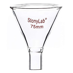 stonylab Glass Powder Funnel, Heavy Wall Borosilicate Glass Short Stem Funnel with 75 mm Top Diameter and 22 mm Stem Length