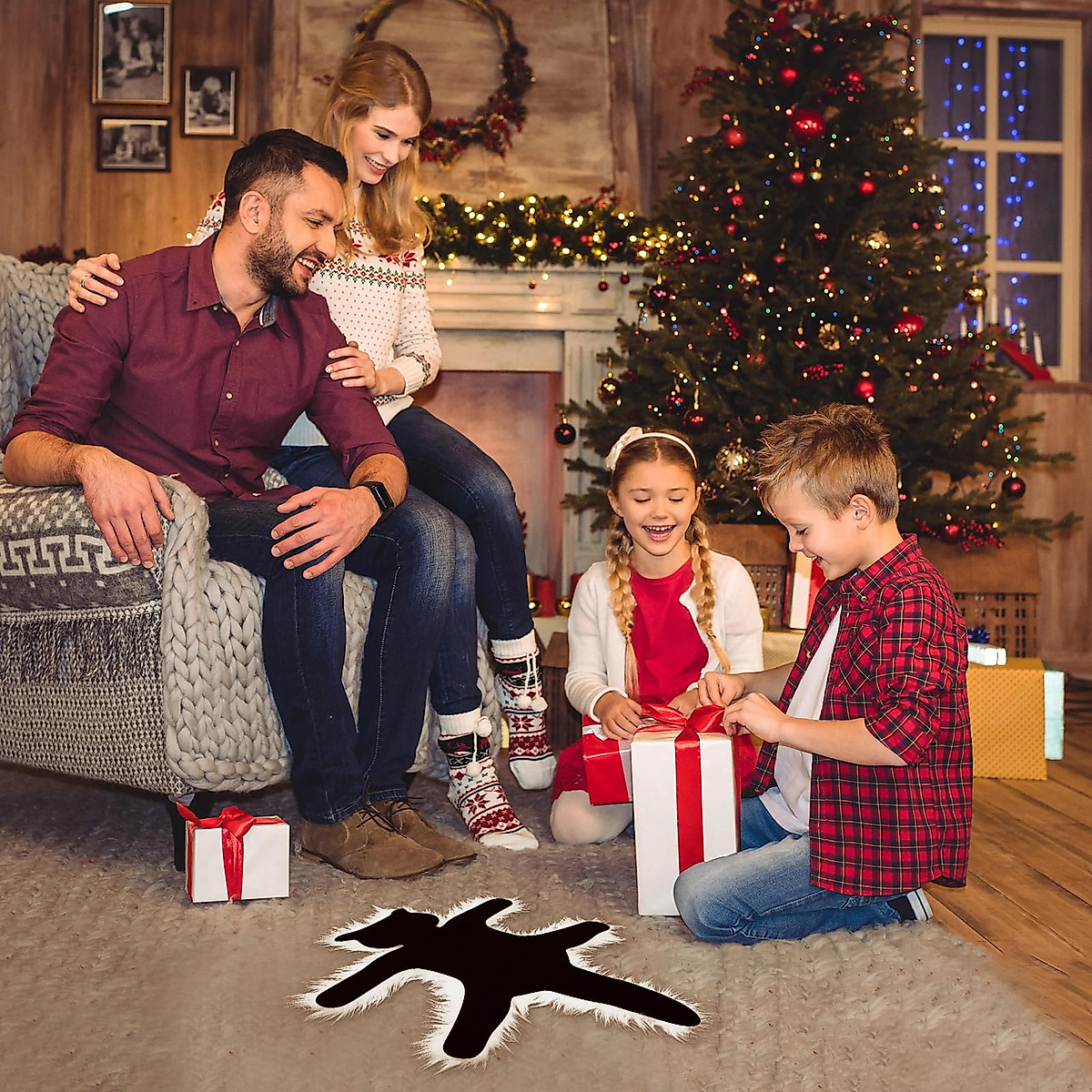 WYEDJHF Light Up Fried Cat Rug, Funny Aunt Bethany’s Fried Pussycat Rug for National Lampoon’s Humour Christmas Vacation Decoration, for Family Friends (Warm Light)