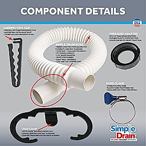 Simple Drain-Flexible Rubber P-Trap Fits 1 1/2" OD AND 1-1/4" OD Drain Inlets- For 11/2" Drain Outlet- Adjustable Simple Drain Trap