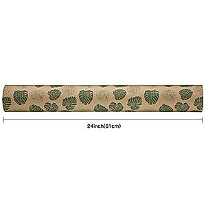 RUSPEPA Kraft Wrapping Paper Roll - Monstera Design Great for Summer, Holiday and Special Occasion Wrap - 24 inches X 100 feet