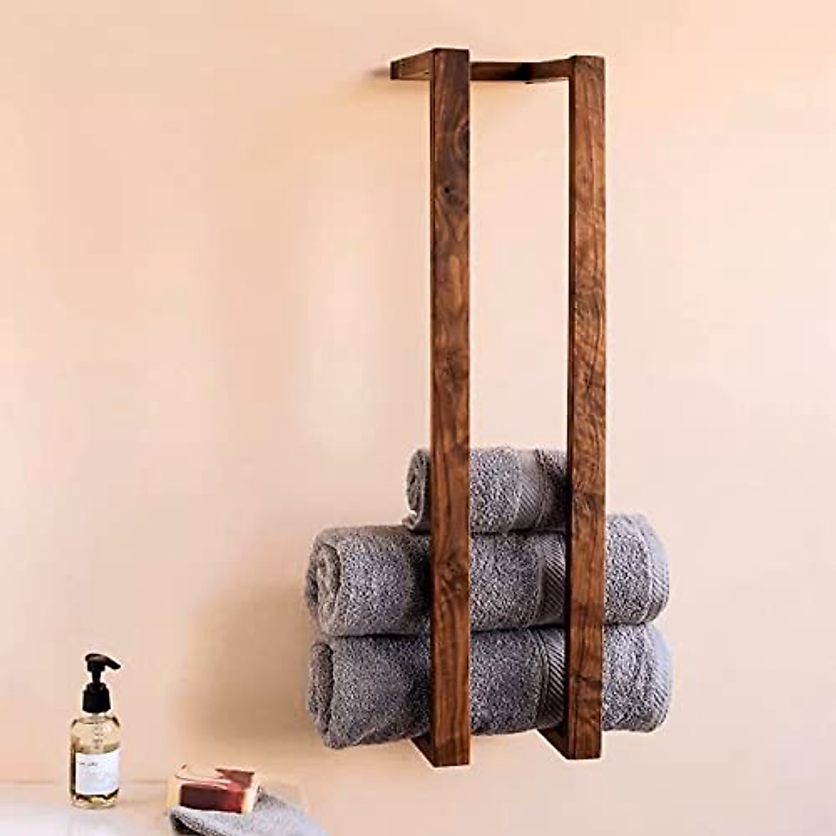 28'' Blanket Wall Rack, Solid Acacia Wood, Handmade Blanket Holder for Room Wall Mounted, Floating Blanket Storage & Display, Wall Decor for Home and Bedroom Organizer
