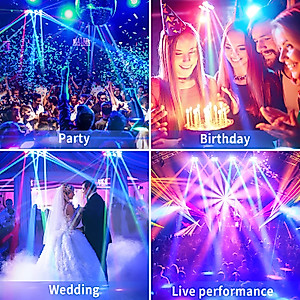 U`King Spider Moving Head Light with 8x10W RGB LEDs Beam DJ Lights and 2 Pixel Light Strips, Sound Activated/DMX-512 Control Perfect for Party Disco Wedding Live Stage Lighting (Set of 2)