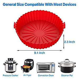 Air Fryer Silicone Pot,2-Pack 9.4 inch Reusable Air Fryer Liners Round Food Safe Non Stick Air Fryer Basket Oven Accessories for Ninja COSORI 6 Qt or Bigger Air Fryer (9.4 ")
