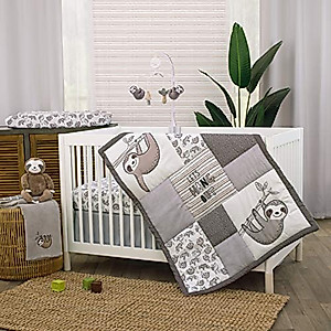 Little Love by NoJo Sloth Let's Hang Out Grey and White Super Soft Plush Baby Blanket with Applique, 30x40 Inch (Pack of 1)