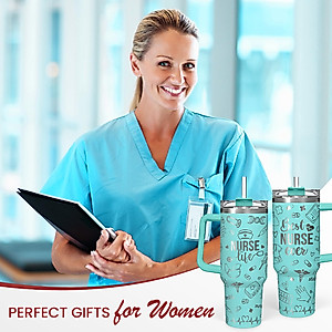 Nurse Gifts for Women, Nurse Tumbler with Handle 40oz Stainless Steel Coffee Cup with Straw Lid, Nursing Gift for Female Nurses, Nurse Appreciation Gift for Graduation Christmas Birthday Nurse Week