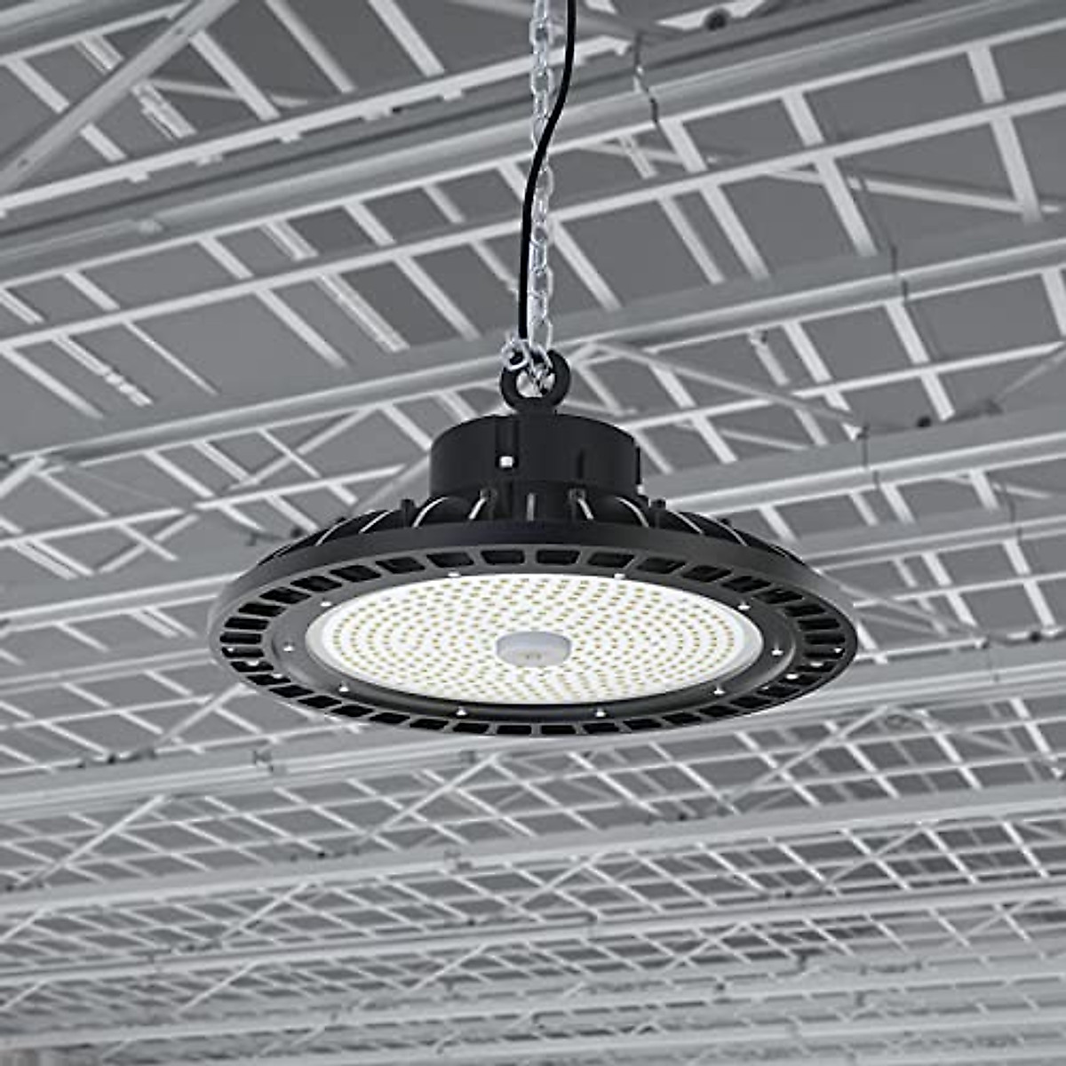 LEDMyplace LED High Bay Lights 100W 5700K Daylight White UFO High Bay Black LED Shop Lights for Garage Factory Workshop Warehouse Lighting 14500lm IP65 UL DLC Approved