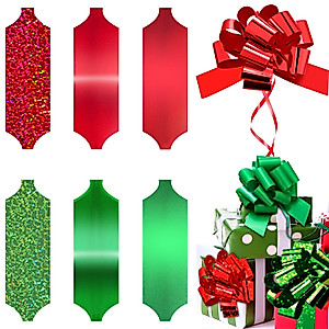 48 Pieces Wide Present Pull Bows Wrap Pull Bows Assorted Pull Bows for Present Wrapping, Christmas, Wedding, Valentine's Day, Present Decoration, 5 inch (Red, Green)