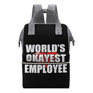 World's Okayest Employee Diaper Bag Backpack Large Capacity Mommy Bags Multifunction Nappy Bag Travel Back Pack Gray-Style