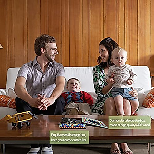 Diamond Art Wooden Box with Mirror Kit 5D DIY Mandala Diamond Painting Decorative Boxes Small Retro Remote Storage Box Jewelry Trinket Stash Gem Mosaic Arts Crafts for Women Dresser Desktop Decor