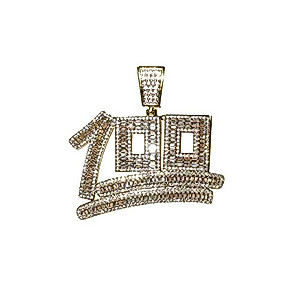 100 PERCENT EMOJI Money Custom Pendant Iced Out Diamond cz Necklace Men Women 925 Italy Gold Finish Iced Silver Charm Ice Out Pendant Stainless Steel Real 3 mm Rope Chain, Rope Necklace (20)