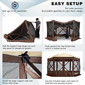 MASTERCANOPY 12x12 Portable Screen House Room Pop up Gazebo Outdoor Camping Tent with Carry Bag (12x12,Beige&Coffee)