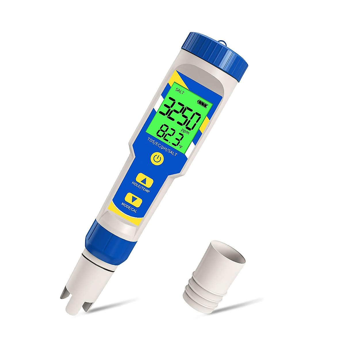 Yewhick Pool Salt Tester, Digital Salinity Tester for Saltwater Aquarium, 5 in 1 pH and Salinity Meter for Saltwater Pool, High Accuracy Salt Meter for Pool, Aquarium, Koi Fish Pond,Hot Tub, Spas