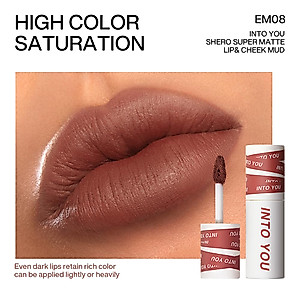 INTO YOU Matte Lipstick for Women, Matte Red Lipstick Long Lasting, Multi-Purpose for Lips and Cheek, Non-Stick Cup Not Fade Lip Stain Makeup Cosmetics Official Directly (EM08)