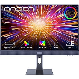 INNOCN 32" OLED 4K Computer Monitor, UHD (3840 x 2160) Professional Monitor, Type-C, HDR 10, 99% DCI-P3, 99% sRGB, 1M:1, Tilt/Height/Pivot Adjustable Stand, VESA Mountable - 32Q1U