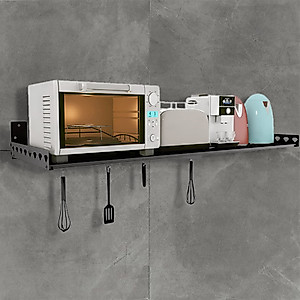 Microwave Shelf, Wall-Mounted Microwave Bracket Oven Rack Oven Bracket Stainless Steel Kitchen Microwave Rack, Space Saving, Sturdy