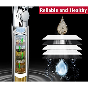 Filtered Shower Head with Handheld,High Pressure Water Flow and 10-Mode Shower Head Filter for Hard Water,Water Softener Shower Head,Handheld Shower Head with 70“ Long Hose