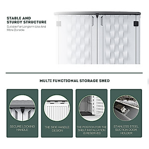 WEWORTH Resin Outdoor Storage Shed Weather Resistance, Horizontal Storage Cabinet Waterproof with Secure Door Handle and Door Holder,52 Cu.ft Capacity for Garden, Patios, Backyards