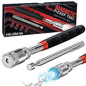 Magnetic Pickup Tools Gifts for Men - 2 PCS Christmas Stocking Stuffers for Men Dad Birthday LED Telescoping Pick Up Tool Set Strong Magnet for Hard to Reach Place Cool Gadgets Women Fathers Husband