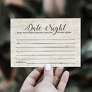 50 Rustic Wood Date Night Cards, Date Night Ideas Great Gifts for Couples, Husband, Wife, Boyfriend, Girlfriend, Anniversary, Bride and Groom, Romantic Conversation Starter Card Set, 4X6 Inch.