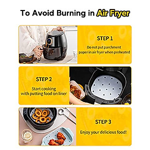Katbite Air Fryer Parchment Paper, 7.5 inch Heavy Duty Square Air Fryer Liners, Perforated Parchment Paper for Air Fryer, Oven, Steamer, Pans, Extra Strong, No Burn, Easy Cleanup, 120Pcs