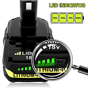 2-Pack 3.0Ah Replacement for Ryobi 18V Battery and Charger Compatible with Ryobi 18V Lithium Battery P102 P103 P104 P105 P107 P109 P108 P190 P122