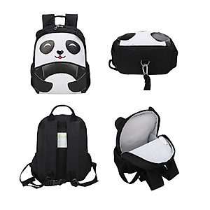 yodo Kids Insulated Toddler Backpack with Safety Harness Leash and Name Label - Playful Preschool Lunch Boxes Carry Bag, Panda