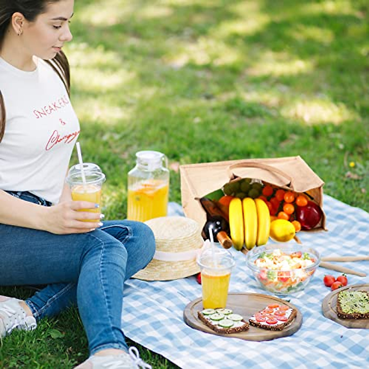 10 Pack Burlap Tote Bag Set Jute Tote Bags with Handles Blank Large Burlap Reusable Grocery Bags Water Resistant for Bridesmaid Gift Travel Shopping DIY Crafts Bags, 15.3 x 12.2 x 5.9 Inches