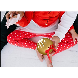 Tiny Ideas Christmas Baby's Print Ball Ornament with Included Paint for Handprint, DIY Christmas Newborn Holiday Keepsake, Bauble Ornament, Gold