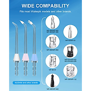 MySmile 10 PCS Replacement Jet Tips Oral Irrigator Nozzle Set Compatible with Waterpik Water Flosser, Includes Classic Tips Periodontal Pocket Tips and Plaque Seeker Tips