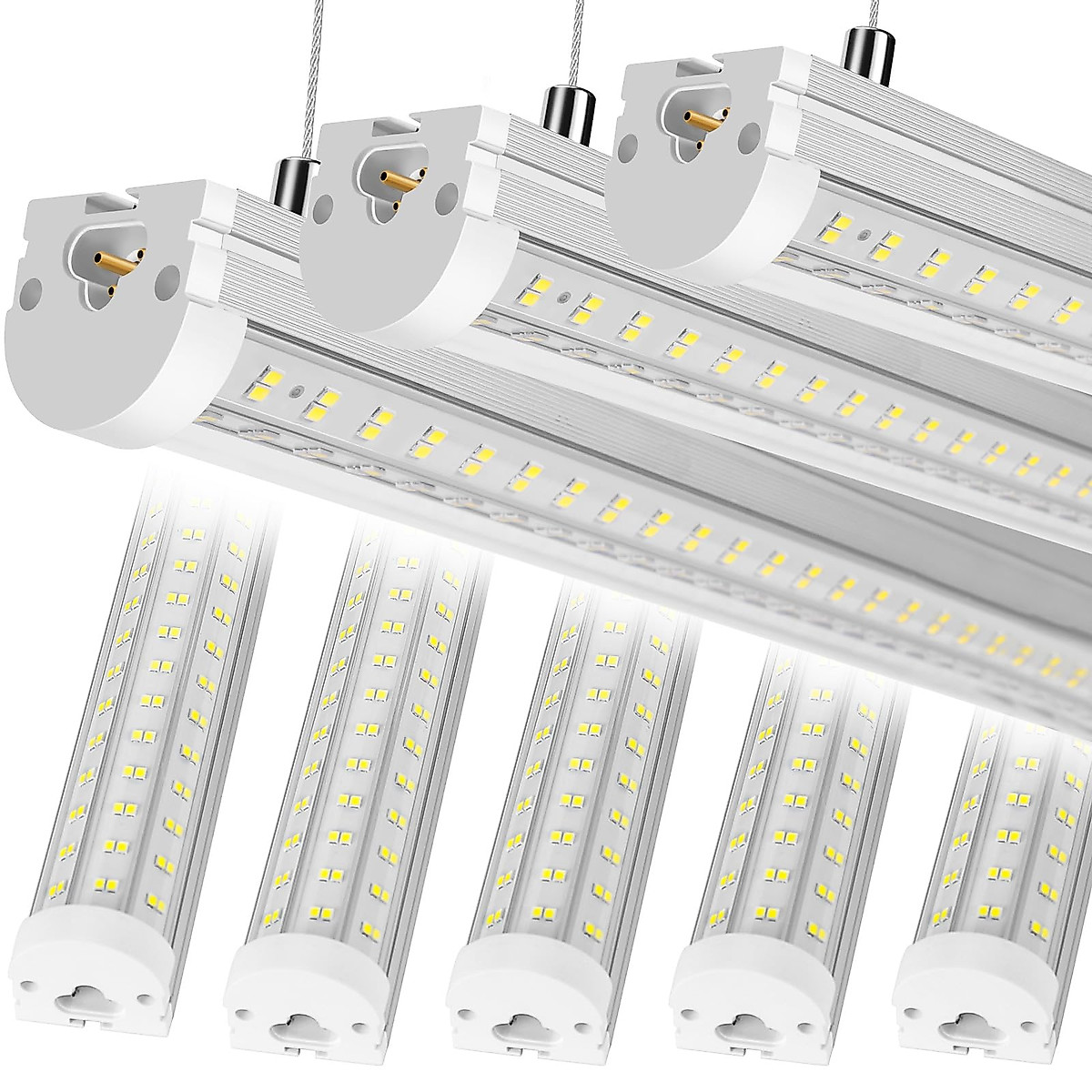 8FT LED Shop Light, U Shape 125W Integrated LED Tube Light, 6500K Clear White, 20000LM Super Bright LED Lighting, Flush Mount/Hanging, Linkable LED Shop Lights for Garage Workshop, Plug&Play, 8 Pack