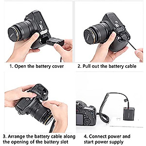 King Ma LP-E6 Dummy Battery Decoded LP-E6 Battery Replacement with Type-C Spring Power Adapter Cable for Canon EOS R R5 R5C R6 90D 80D 70D 60D 60Da 5D Mark II III IV 6D Mark II 7D Mark II Cameras