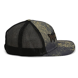 Sunset Trout 6-Panel Mesh Back Fly Fishing hat Moutain Silhouette Fishing hat (Olive Cirrus)