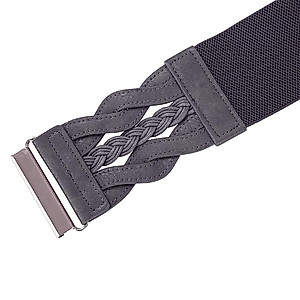 GRACE KARIN Women's Elastic Vintage Belt Stretchy Retro Wide Waist Cinch Belt(Pewter,S)