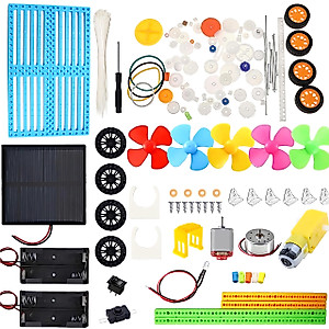 Electric Circuit Motor Kit with Solar Panel, Solar Motor Kit for Kids Physics Science Experiment Learning Kits, DIY Educational STEM Project for Kids & Teens, Girls & Boys