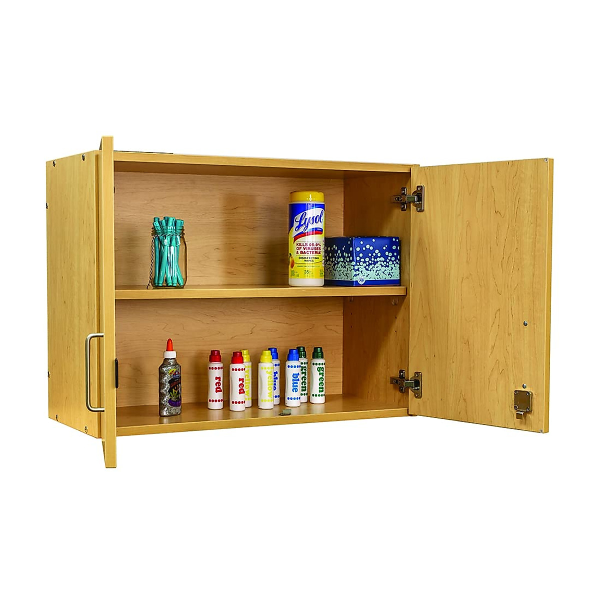 Tot Mate Wall Mounted Storage Lock Cabinet - 30in Wide | Ready-to-Assemble, Maple/Maple