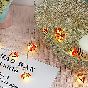 Uonlytech Solar Ladybugs String Lights Outdoor, 20LEDs Waterproof Animal String Light Copper Wire Red Ladybug Fairy Lights for Home Patio Garden Decoration