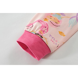 Little Hand Toddler Girls Pajamas Mermaid Princess 4 Pcs Long Sets Cotton Pjs Sleepwear Fall Winter Rainbow Outfits 4T 5T