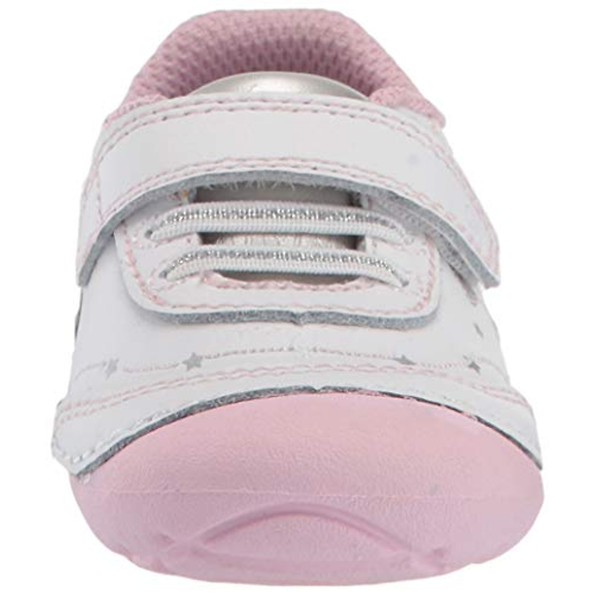 Stride Rite Girls Soft Motion Adalyn Athletic Sneaker, White/Silver, 4 Toddler