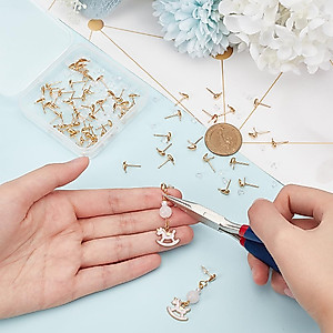 BENECREAT 80pcs 18K Gold Plated Brass Teardrop Earring Studs with 100pcs Plastic Ear Nuts for DIY Jewelry Making, Gold